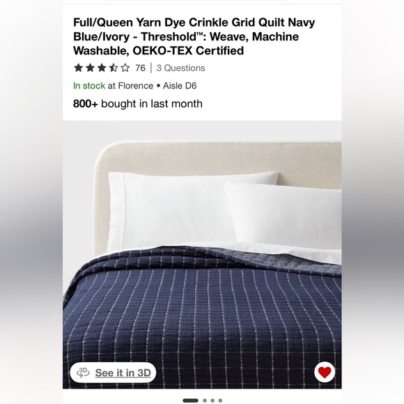 Threshold | Bedding | Threshold Navy And Ivory Crinkle Grid Quilt ...